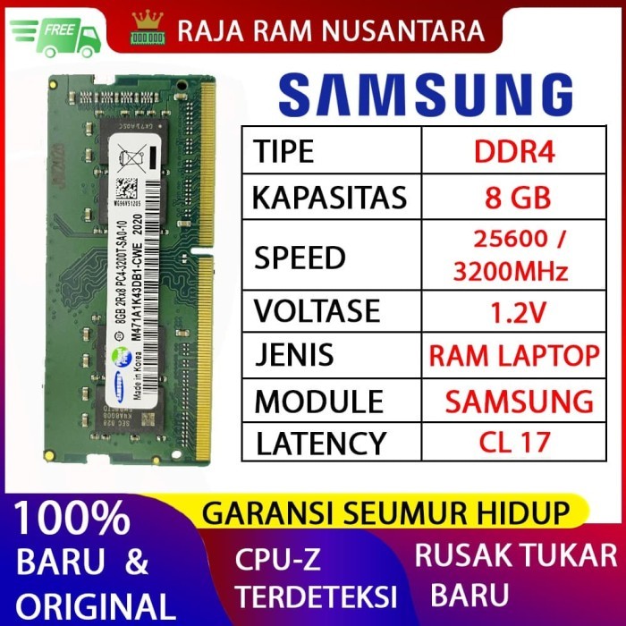 Jual RAM LAPTOP SAMSUNG DDR4 8GB 3200 MHz 25600 ORI GAMING RAM NB DDR4 8GB | Shopee Indonesia