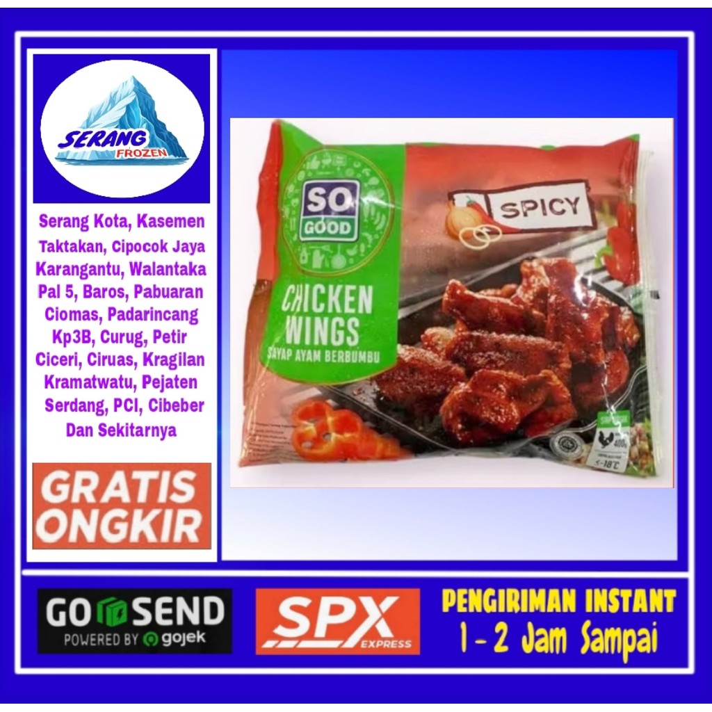 Jual Sayap Ayam, So Good Spicy wing 400g, Sayap ayam Pedas, Serang ...