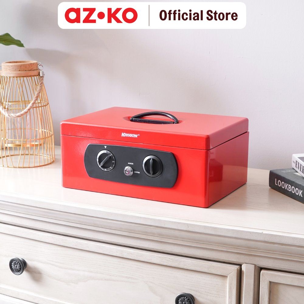 Jual AZKO Krisbow Cash Box- Merah Tempat Uang Dengan Kunci Safety Money ...