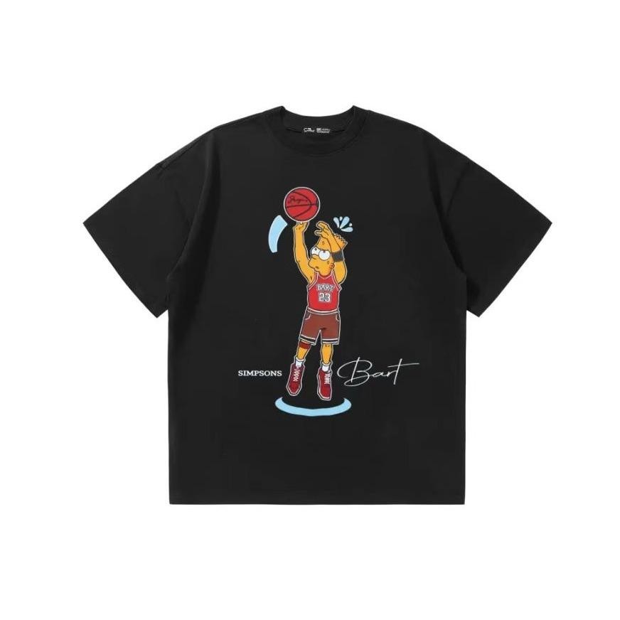 Jual Simpsons cartoon basketball boy pattern letter print summer solid ...