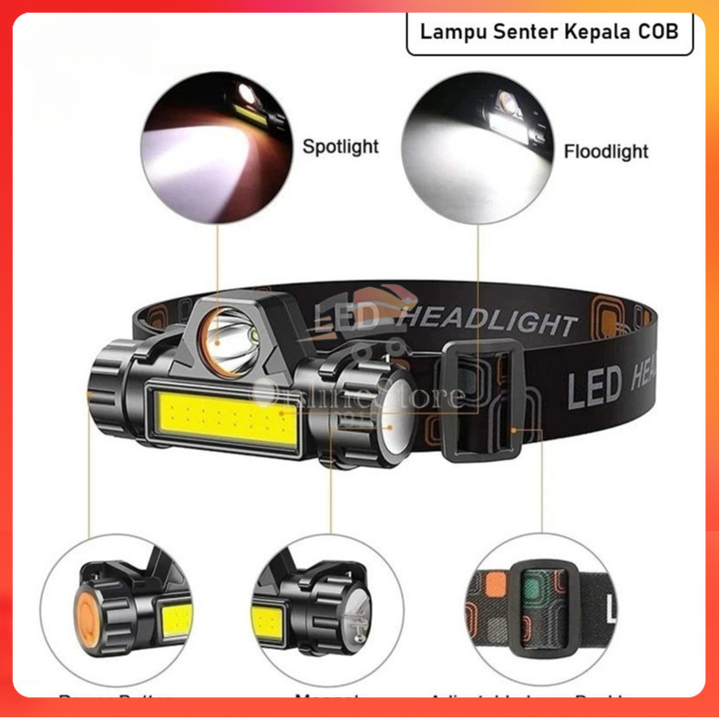 Jual OS-E307-Mini Senter Kepala COB Lampu LED Headlamp Emergency Super ...