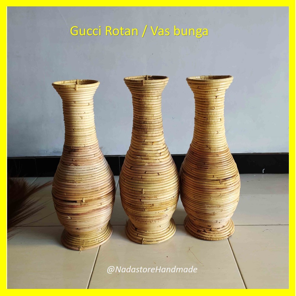 Jual PREMIUM GUCCI ROTAN / GUCI / VAS BUNGA KERING / POT BUNGA VS 07 | Shopee Indonesia