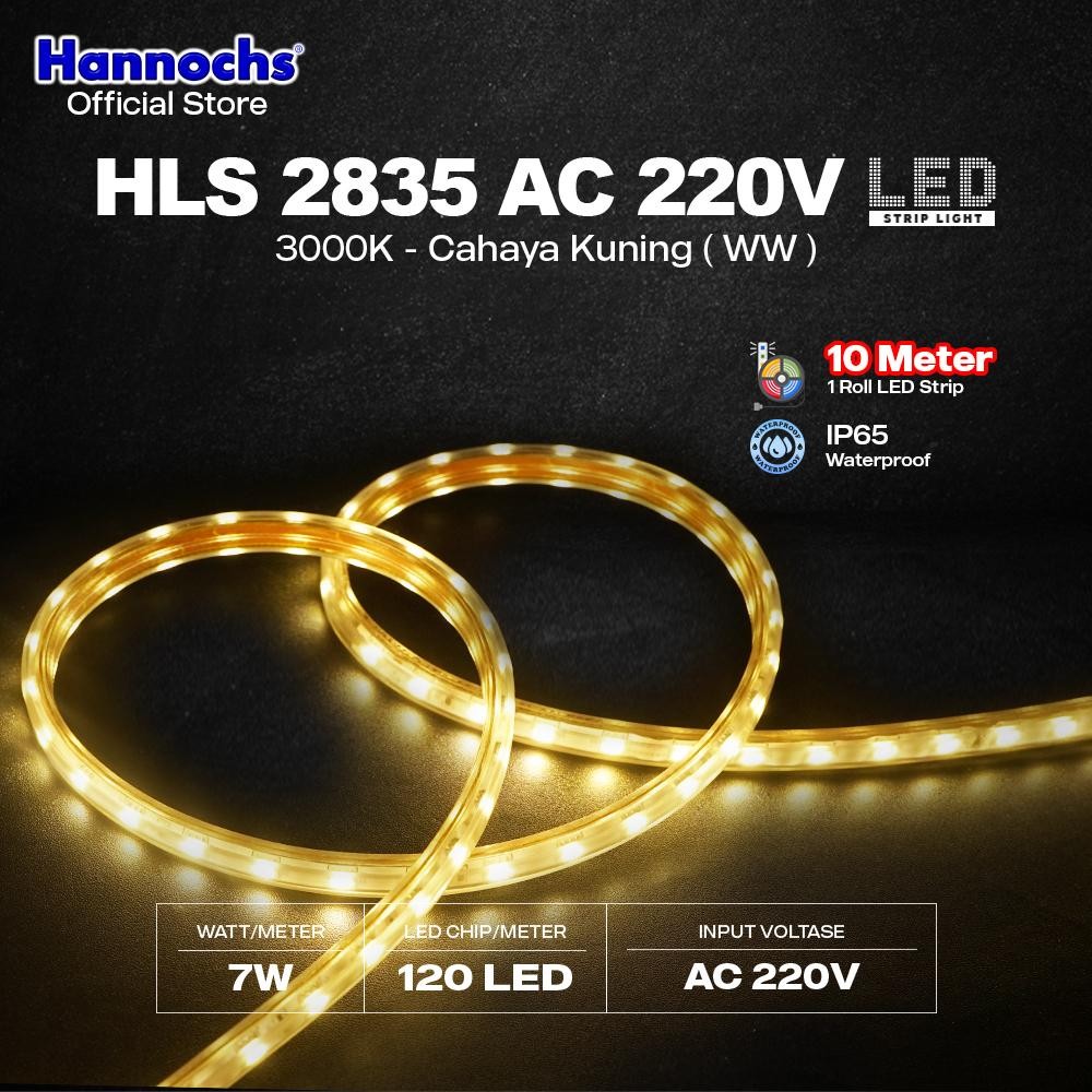 Jual Hannochs Lampu Strip LED HLS 2835 120L 7W 7MM AC 220V (10 Meter ...
