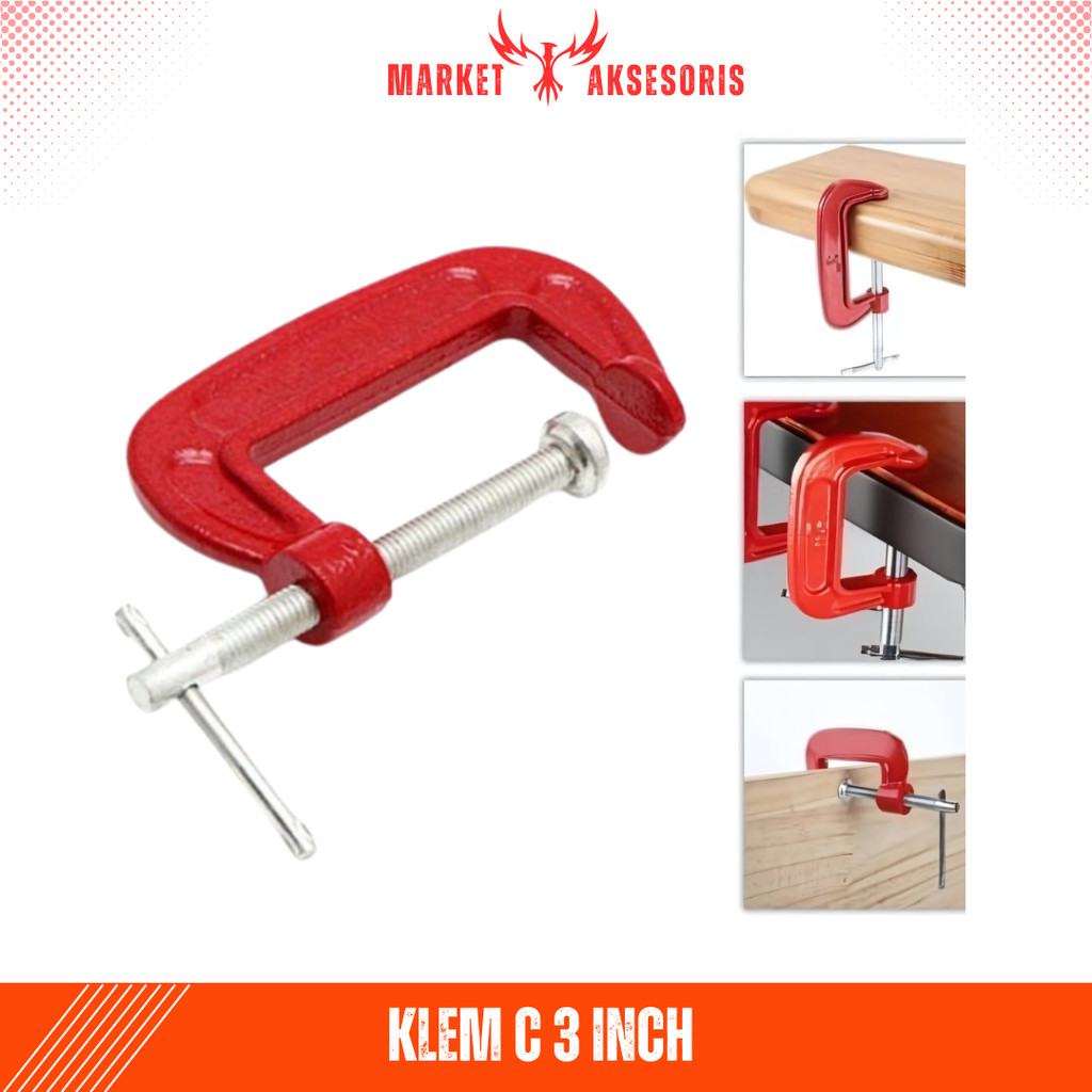 Jual Klem C Catok kayu 3 Inch Alat Press Penjepit Papan Kayu Heavy Duty ...