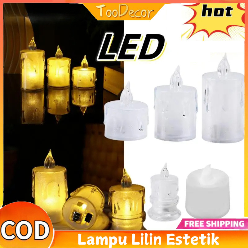 Jual 5PCS Lampu Lilin Estetik Lampu LED Bentuk Lilin Tanpa Api Lampu ...