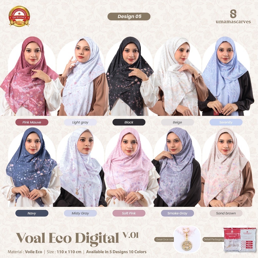Jual (PILIH MOTIF) Jilbab Motif Umama Voal Eco Digital Motif Logo S ...