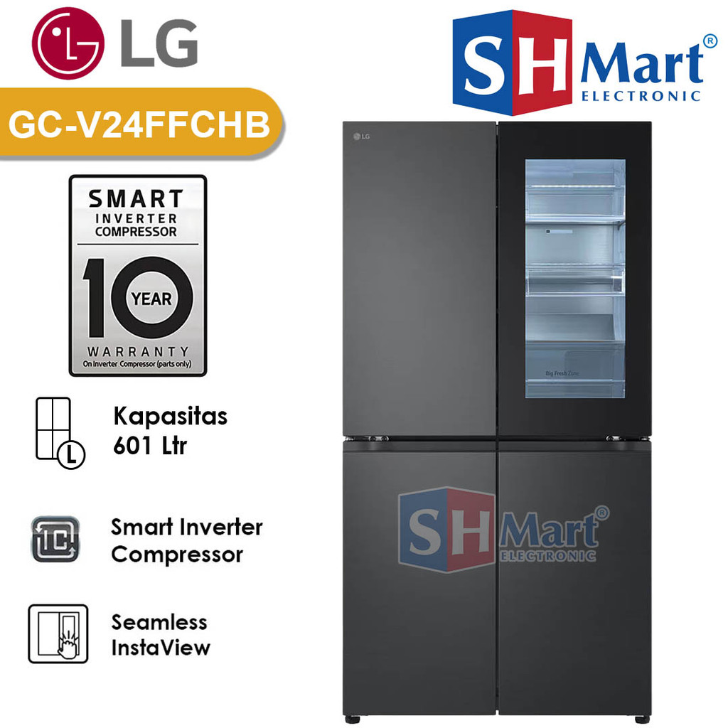 Jual KULKAS LG 4 PINTU KAPASITAS 617 LITER GC-V24FFCHB SMART INVERTER KOMPRESOR GARANSI RESMI ...