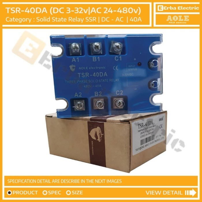 Jual MU99 Aole TSR-40DA Solid State Relay 3 Phase 40A 480v AC 3v-32 v DC | Shopee Indonesia