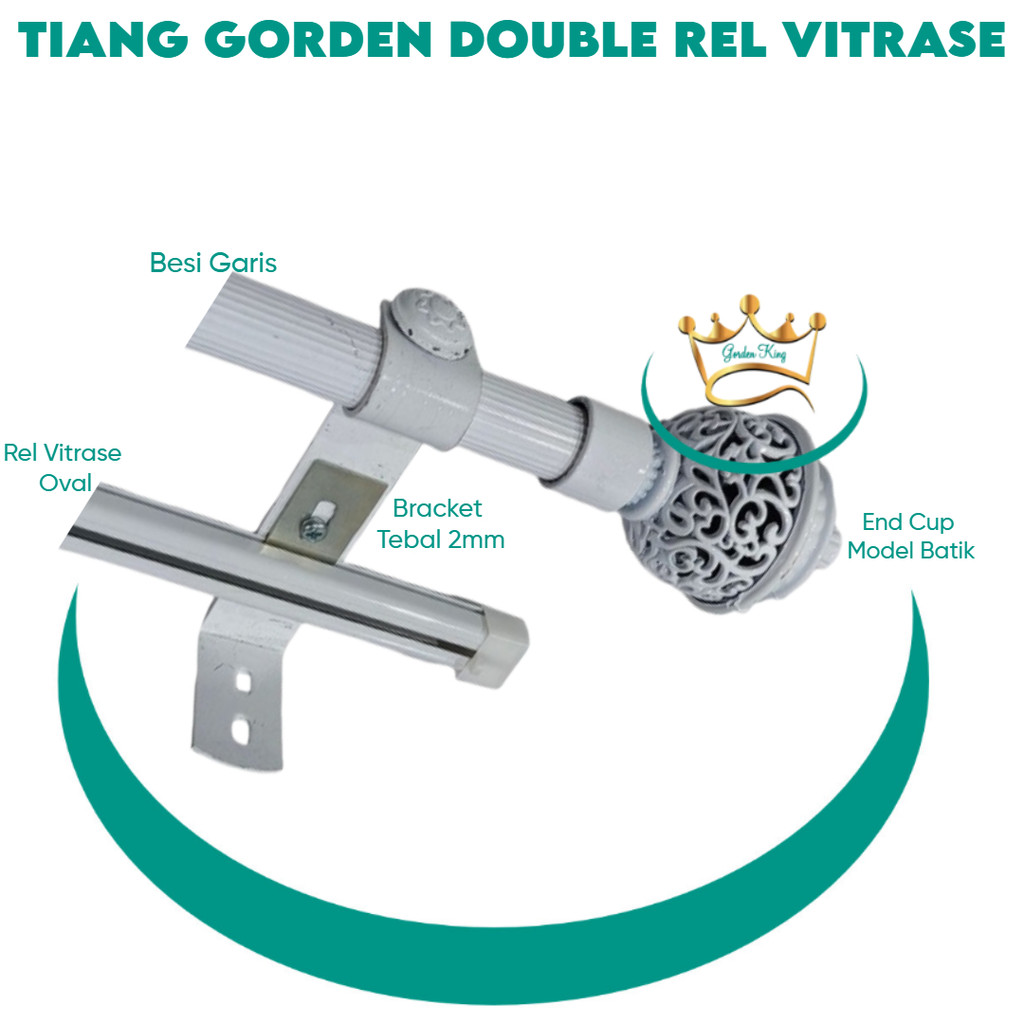 Jual Batang Gorden Pipa Aluminium Garis Cup Batik Bracket Besi Tebal ...