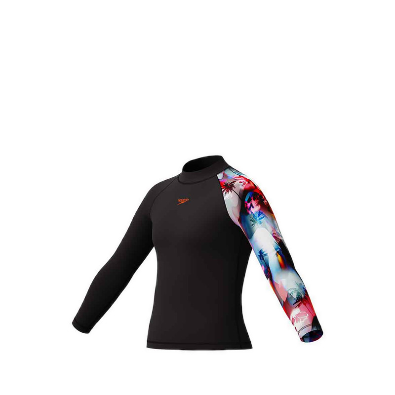 Jual Speedo Boys Digital Long Sleeve Rash Top Swimwear - Black/Red ...