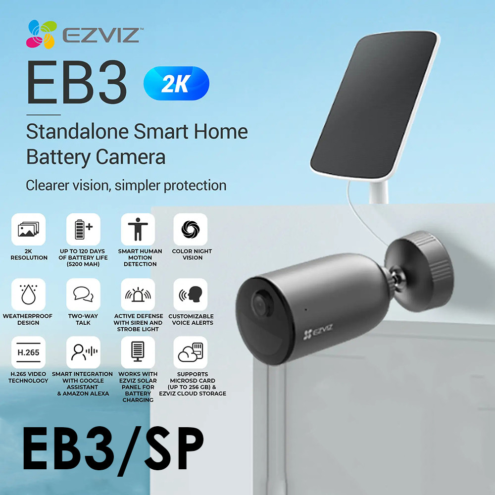 Jual EZVIZ EB3/SP 3MP 2K Standalone Outdoor CCTV IP Camera EB3 Solar ...