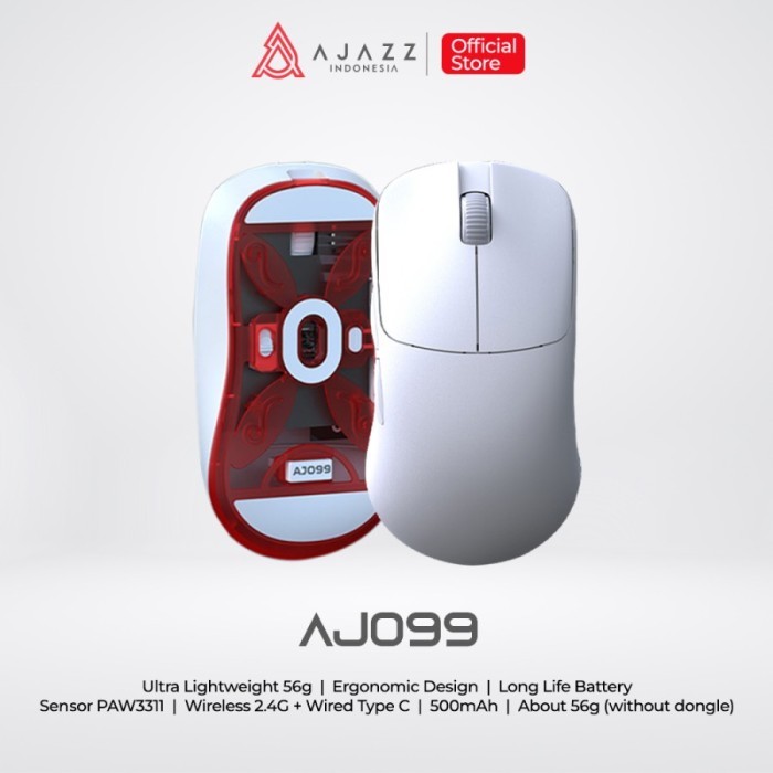 Jual Ajazz AJ099 / AJ-099 Ultra Lightweight Dual Mode Gaming Mouse ...