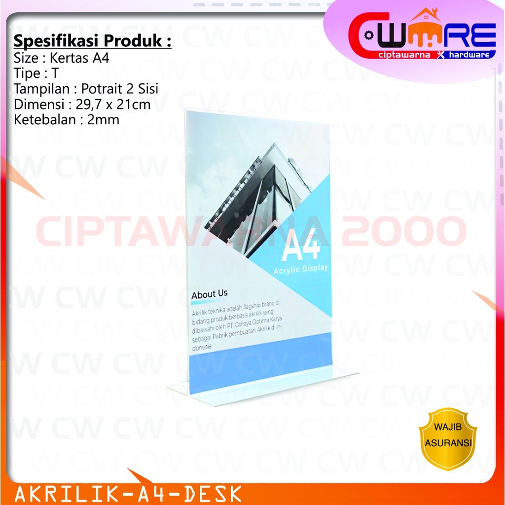 Jual Akrilik A4 Acrylic Papan Iklan Menu Kasir Usaha Kantor - Bening ...