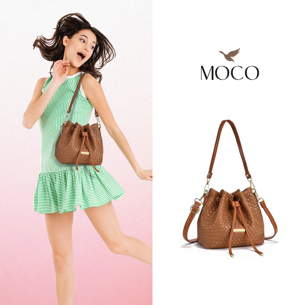 Jual 【LAST CALL】MOCO Fashion Tas Serut Selempang Sling Bag Wanita Motif Anyam Kulit Aesthetic ...