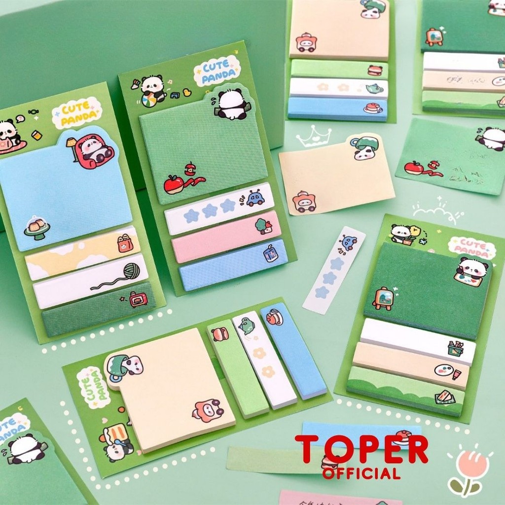 Jual TOPER Sticky Notes Panda Set Isi 80 Lembar Index Mark Stick Note ...