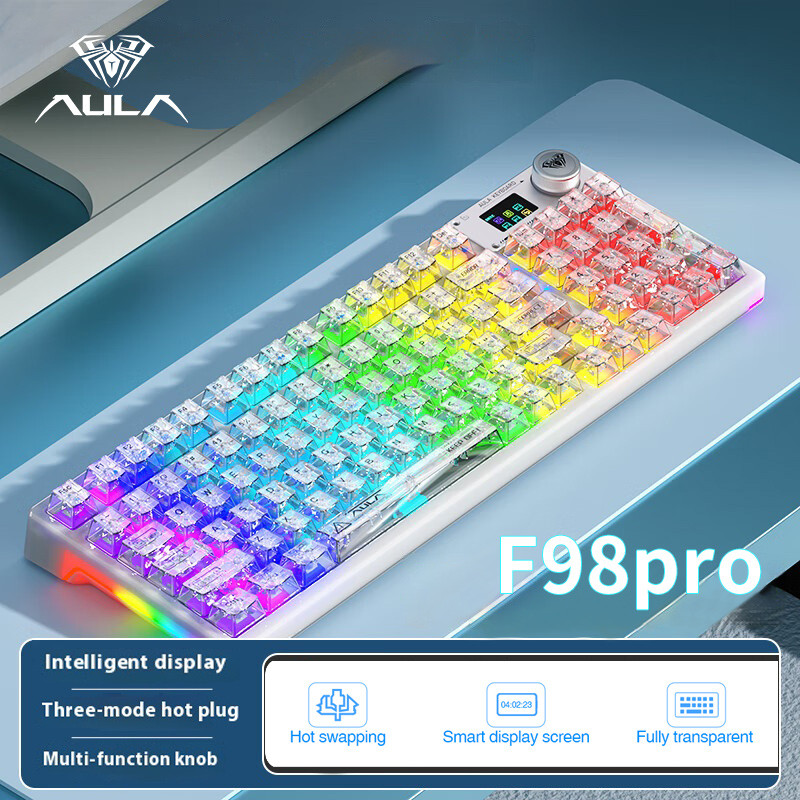 Jual AULA F98 Pro Mechanical Keyboard 3-mode Wireless Bluetooth Hot-swap E-sports Customized ...
