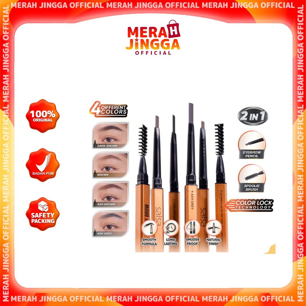 Jual Salsa Easy Brow 2 in 1 Matic Eyebrow Pencil Pensil Alis | Merah ...