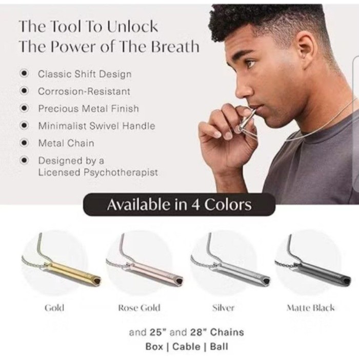 Jual Stop Vaping necklace stainless steel breathing necklace for stress ...