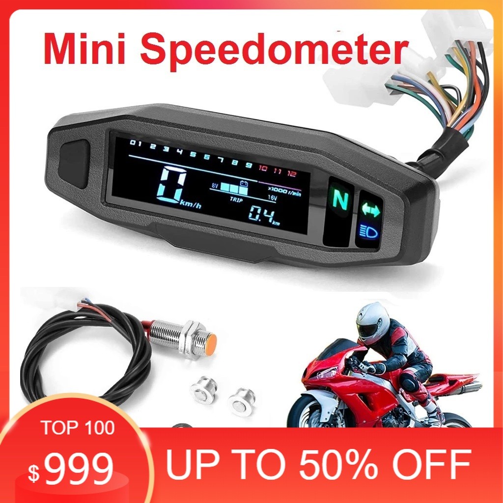 Jual Mini Digital Speedometer RPM Fuel Gauge Gear Odometer Motor ...