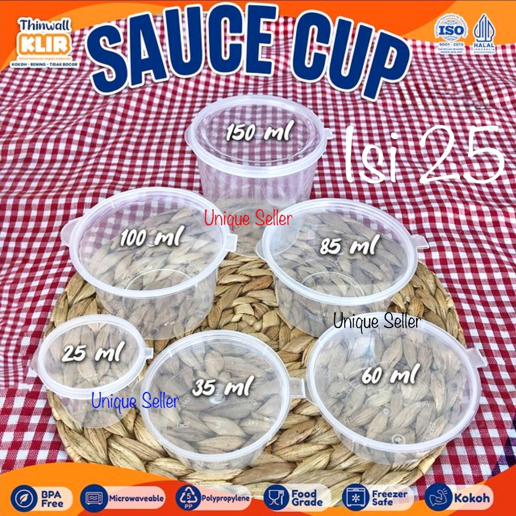 Jual Thinwall Cup 25ml 35ml 60ml 85ml isi 50 set & 100ml 150ml isi 25 set KLIR / Thinwall Sauce ...