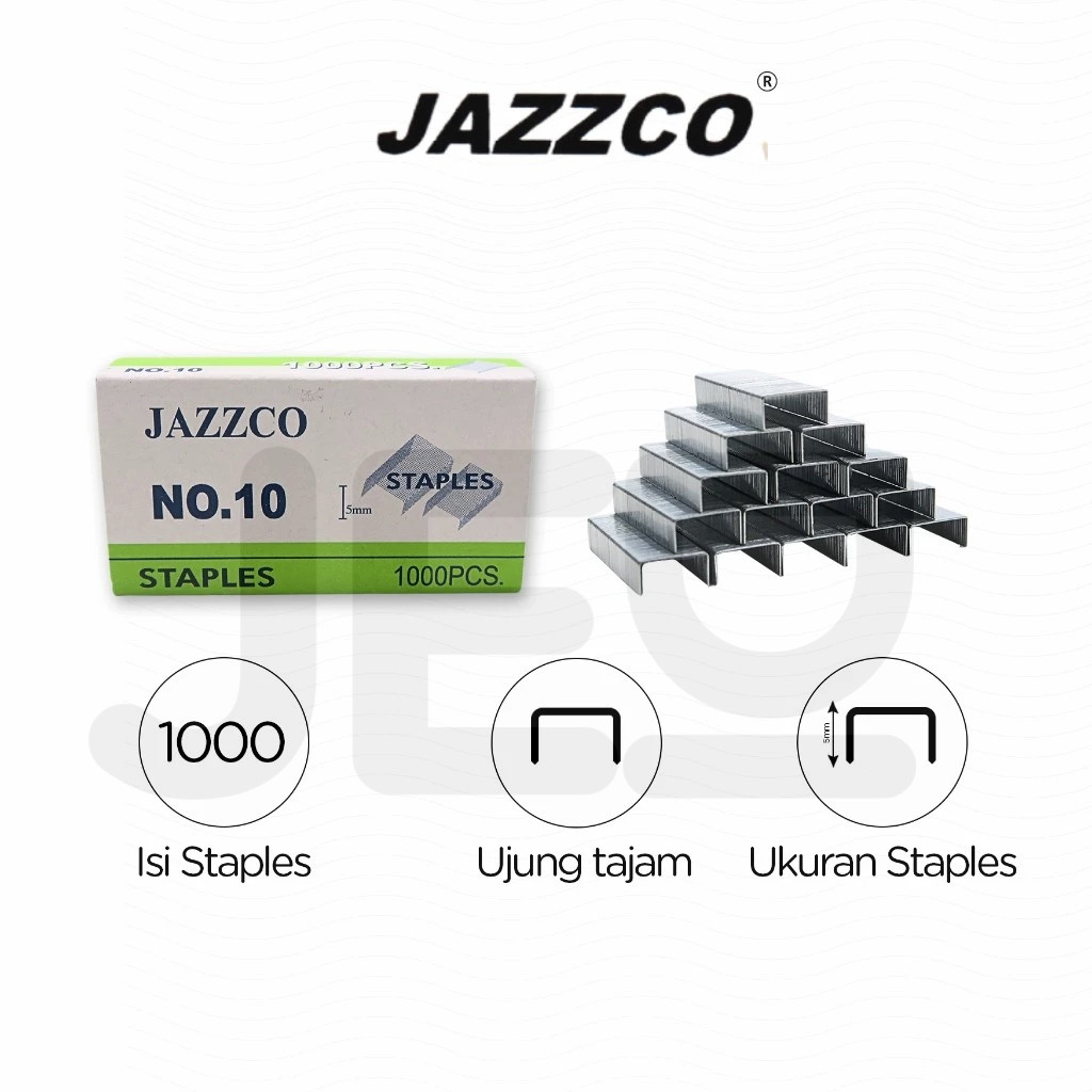 Jual Staples Isi Stapler Refill Stapler JAZZCO No. 10 1 Pack 1000 Pcs ...
