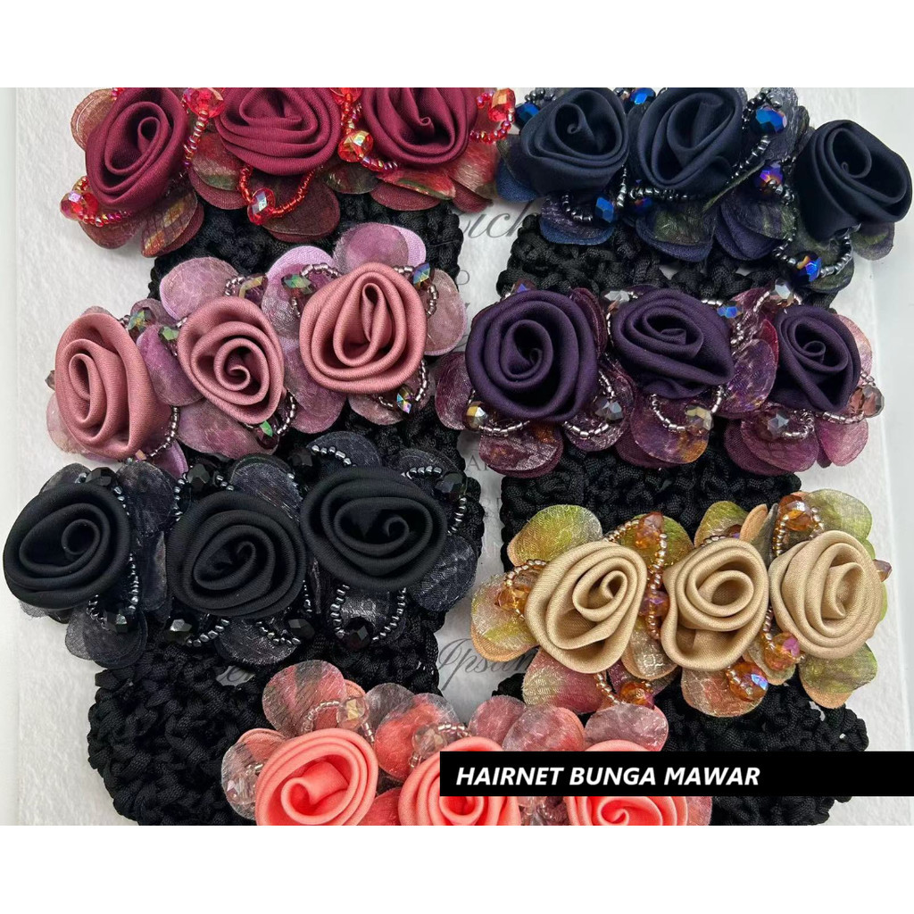 Jual FLKS Jepit Rambut Hairnet Motif Bunga Mawar Anggun & Menawan ...