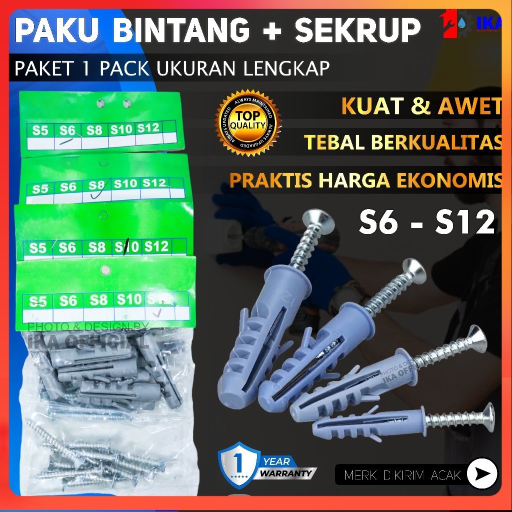 Jual Jangkar nylon nilon wallplug dynablot Dan Skrup Berbagai Ukuran / Angkur ( 1 set isi 4 ...