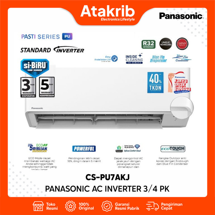 Jual PANASONIC AC INVERTER 3/4 PK CS-PU7AKJ Si-Biru | Shopee Indonesia