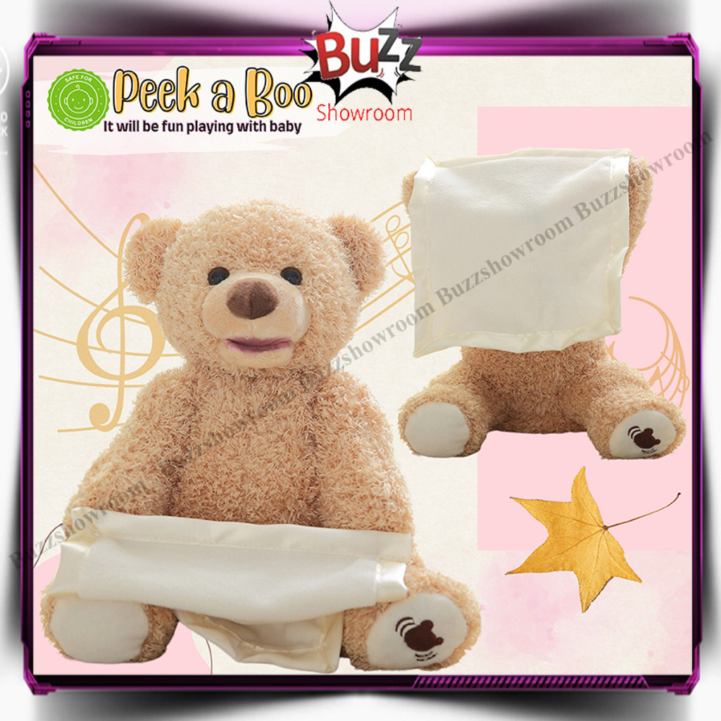 Jual OZ10 Boneka beruang peek a boo, bear peek ka boo, cilukba singing ...