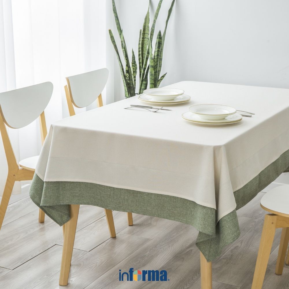 Jual Informa 140x220 cm Taplak Meja Linen Border - Hijau Sage ...