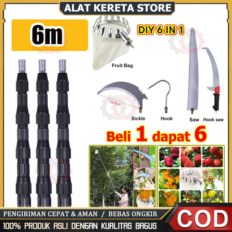 Jual 6M 5in1 Alat Tongkat Pemetik Buah Panjang Telescopik Pemangkasan Ranting Pohon Gergaji Tree ...