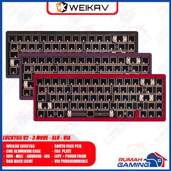 Jual WEIKAV LUCKY65 V2 - 65% - Aluminum - FR4 Gasket - South Face RGB ...