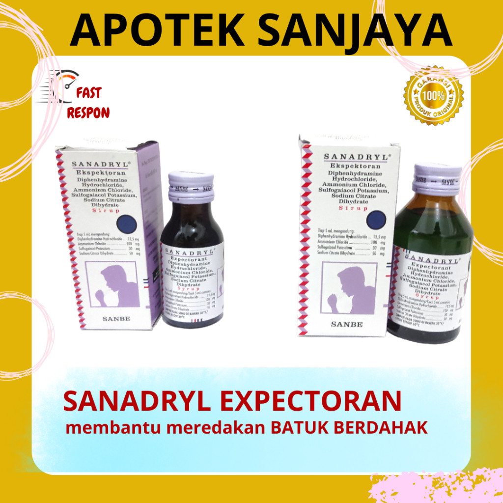 Jual SANADRYL EXPECTORAN / 100 ML / 60 ML / OBAT BATUK BERDAHAK ...