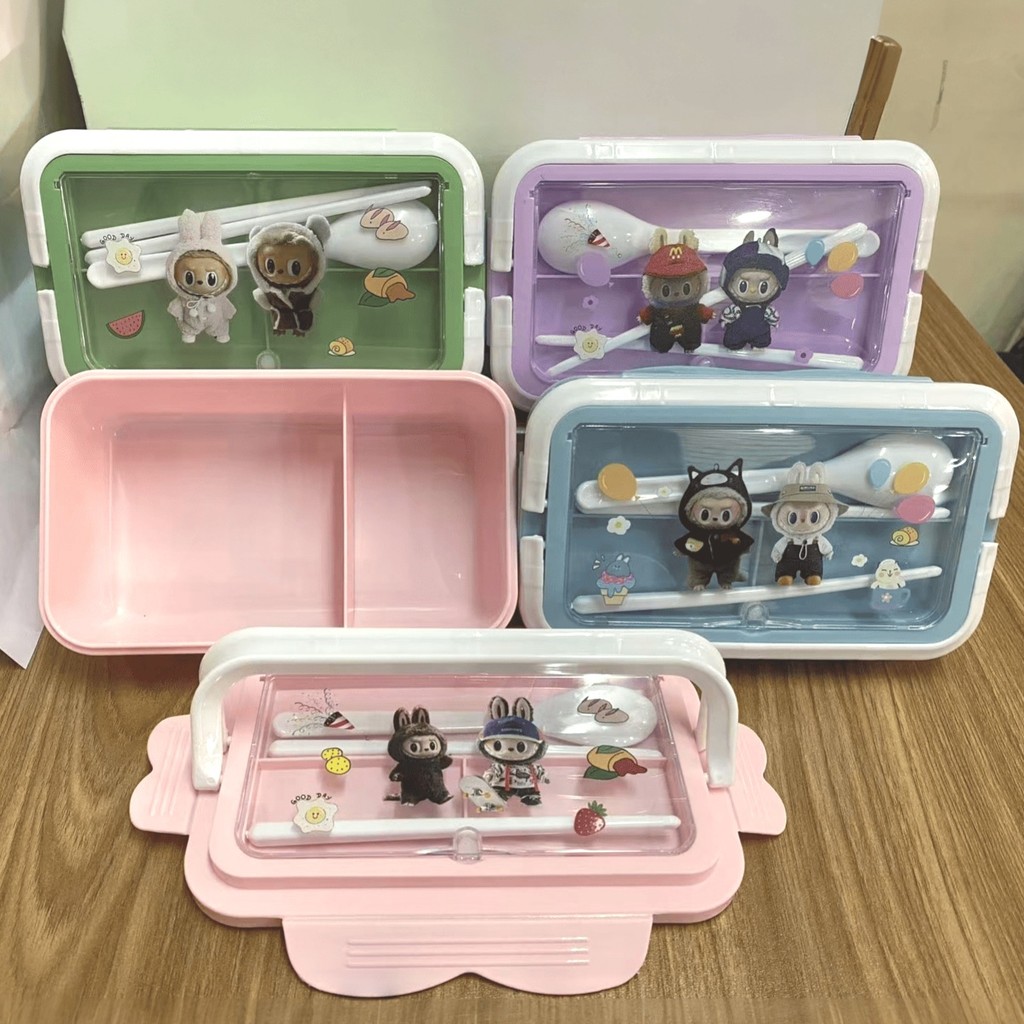 Jual LABUBU Lunch Box 1100ML / Lunch Box Karakter 2 Sekat /Anti Tumpah & BPA Free /Dengan Sendok ...