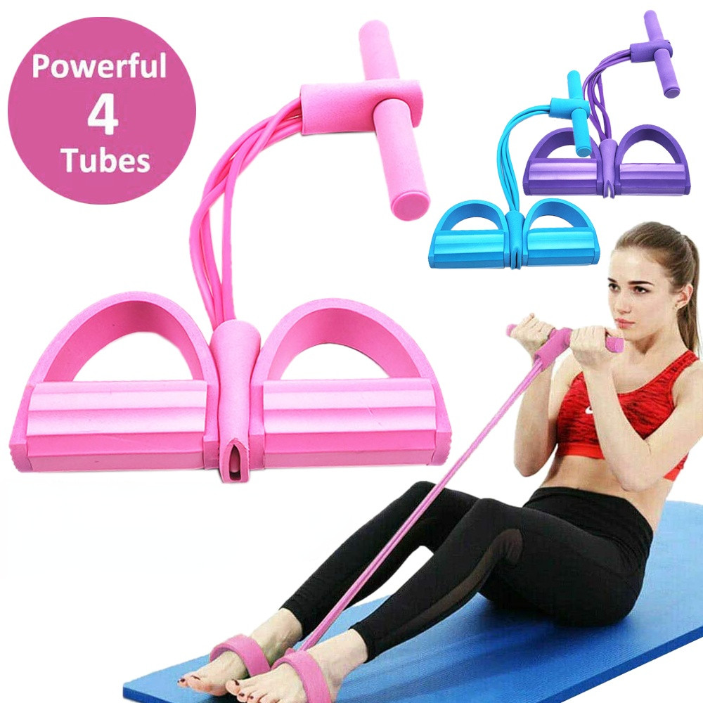 Jual 4 Resistanc Elastic Pull Ropes Exerciser Rower Belly Resistance ...