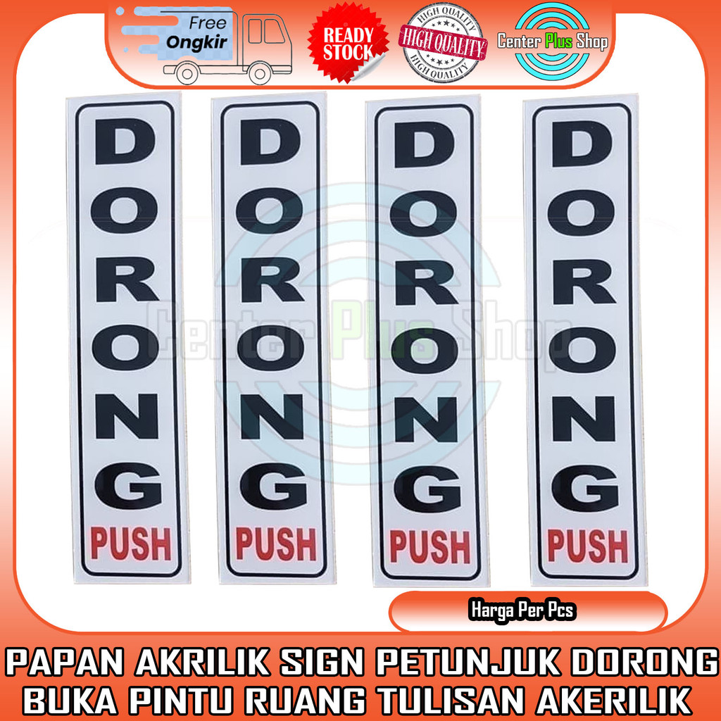 Jual Papan Akrilik Stiker Petunjuk Dorong Sign Board Penanda Tulisan ...