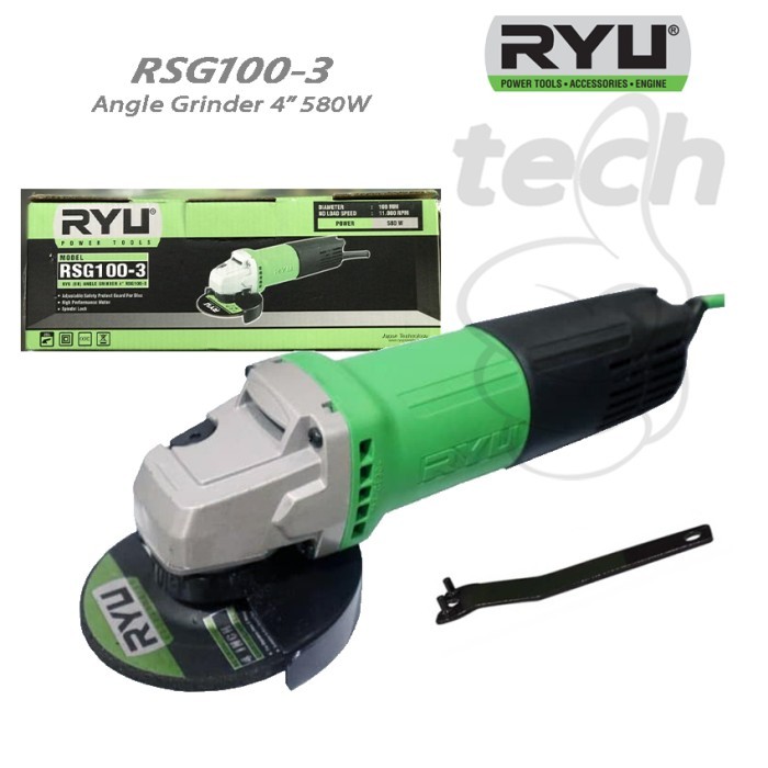 Jual Mesin Gerinda Tangan Listrik Angel Grinder 4" RYU RSG100-3 ...