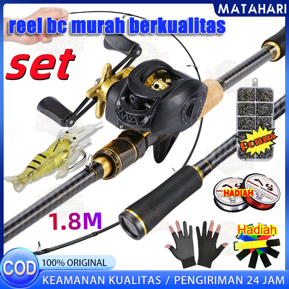 Jual Joran Pancing Full Set 1.8M 10LB 7.2:1 Joran BC Set Reel BC Joran UL Carbon Pancingan Set ...