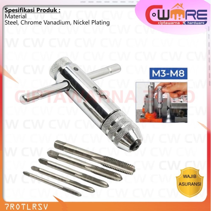Jual Tool Kit Set Hand Tap M3-M8 Pembuat Drat Ulir dengan Gagang - BDB | Shopee Indonesia