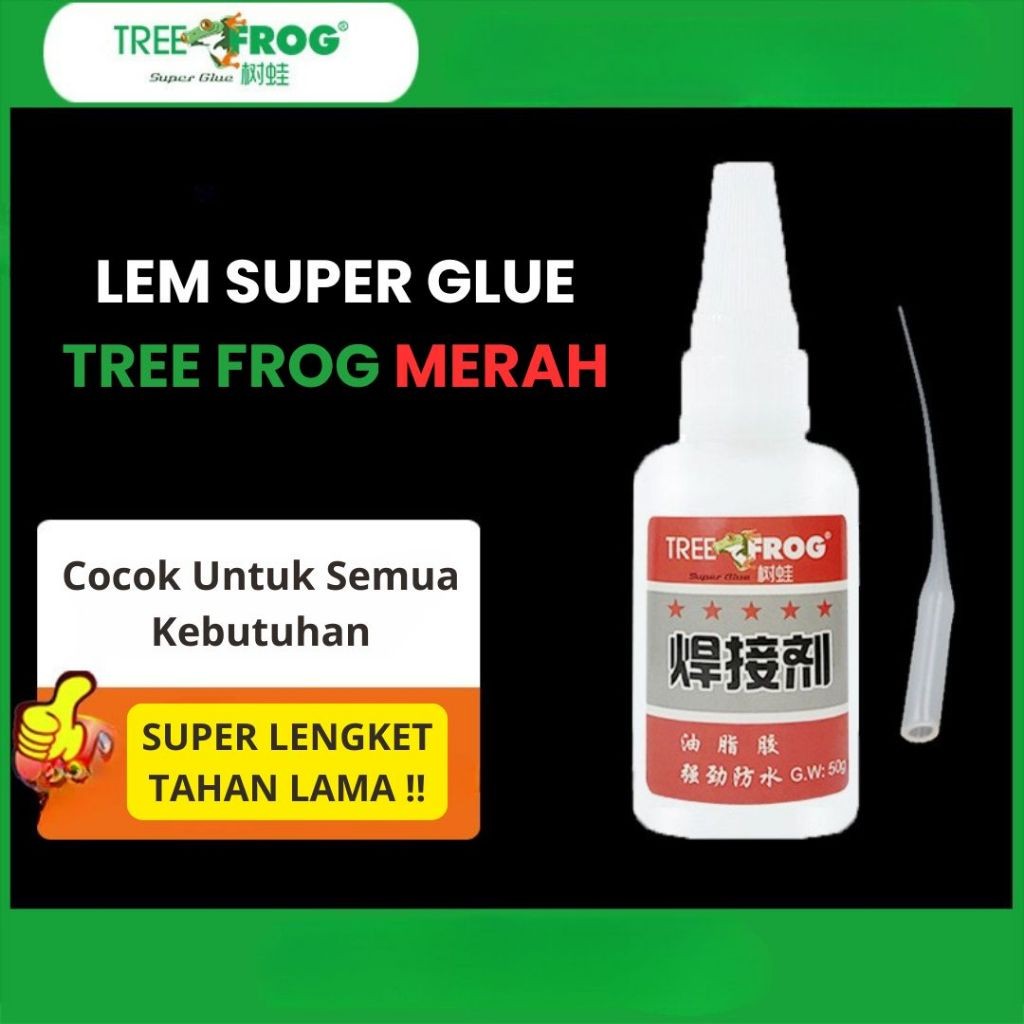 Jual Lem Tree Frog Original MERAH 50 Gram / Lem Super Glue Serbaguna kuat Cairan Perekat | Lem ...