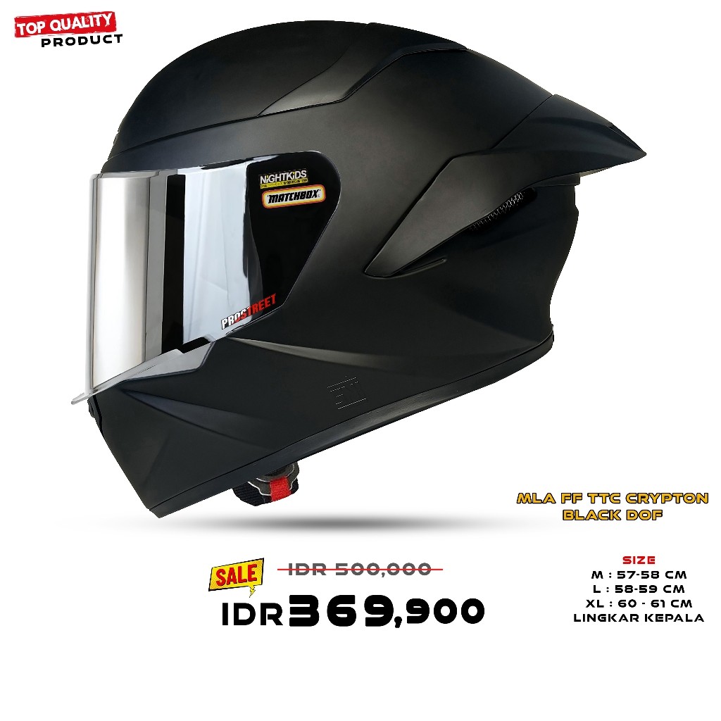 Jual MLA TTC HITAM DOF Helm Full Face Visor Silver| Helm Untuk Pria dan ...