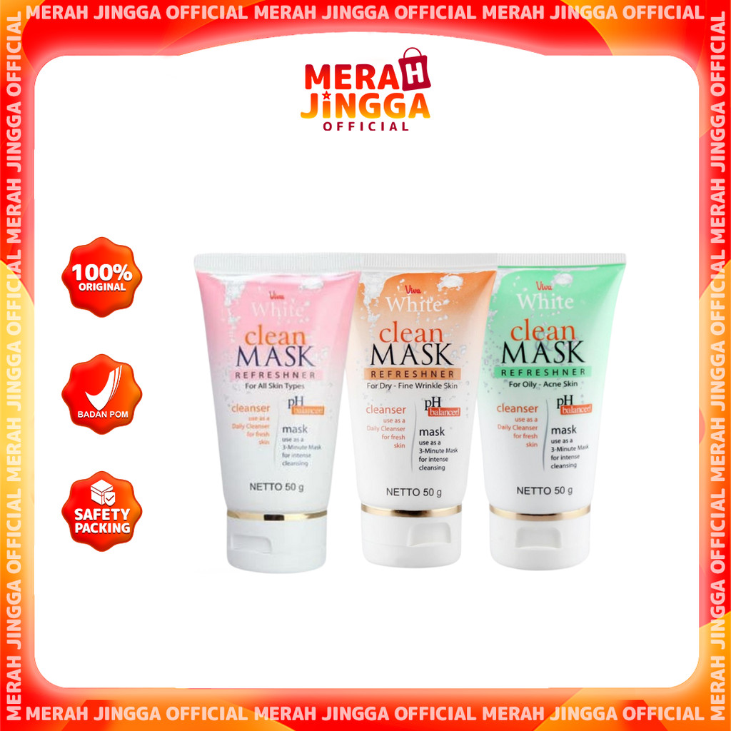 Jual Viva White Clean Mask Refreshner Face Cleanser / Masker 50g ...