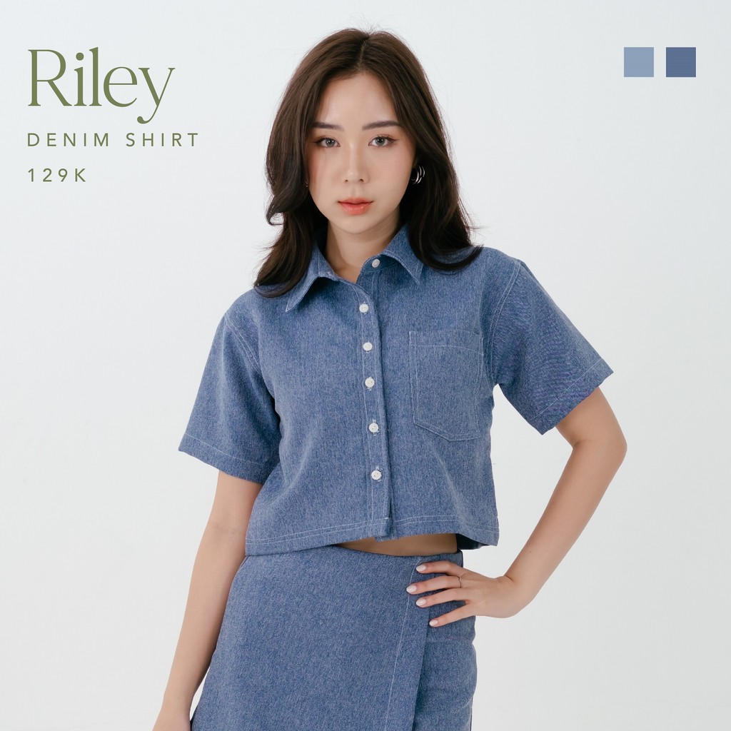 Jual Riley Denim Shirt -- Ocha Wear | Pakaian Perempuan | Soft Denim ...