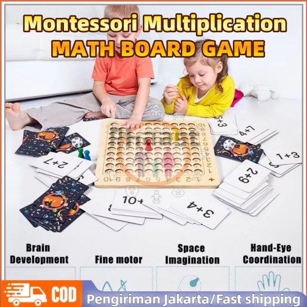 Jual Permainan Papan Perkalian Montessori Mainan Kayu Matematika Tablet ...