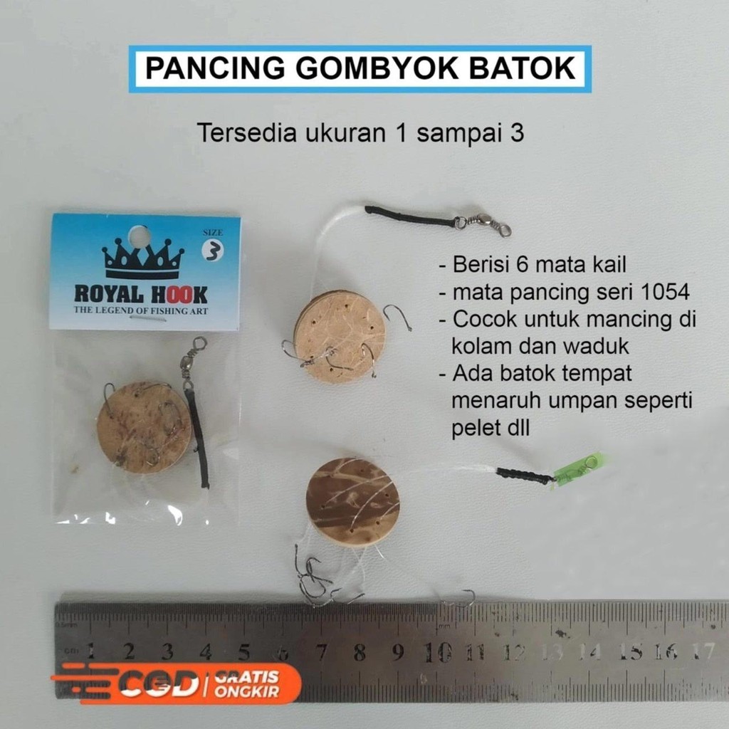Jual Pancing Gombyok Isi 5 Royal Hook Kail Carbon Ombyok Batok Ukuran 1 ...
