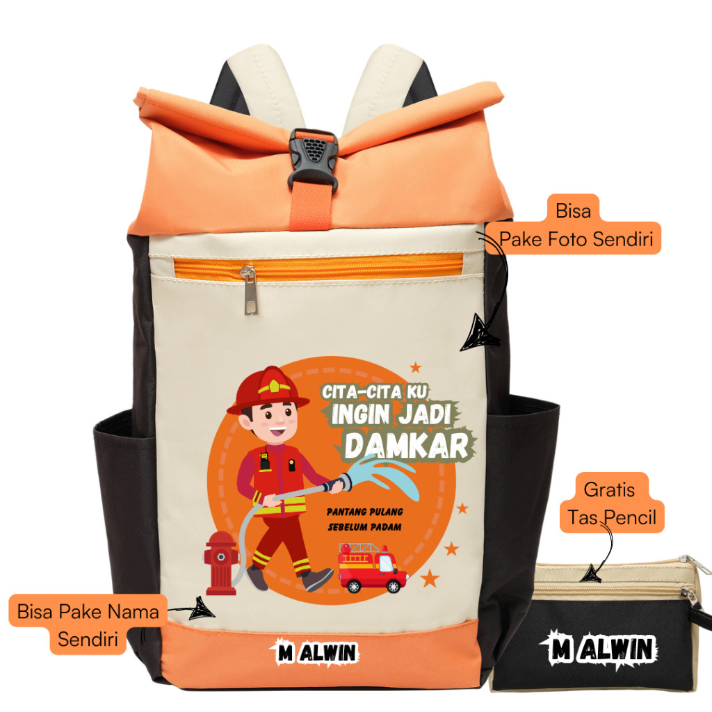 Jual KIDS ROLL - TAS SEKOLAH ANAK TK SD TEMA CITA-CITA ANAK DAMKAR- TAS ...