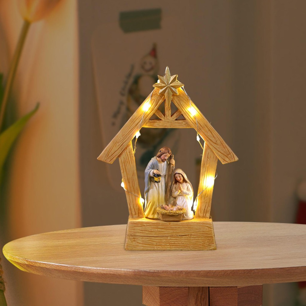 Jual Christmas Nativity Scene Statue Bookshelf Christmas Scene Holiday ...