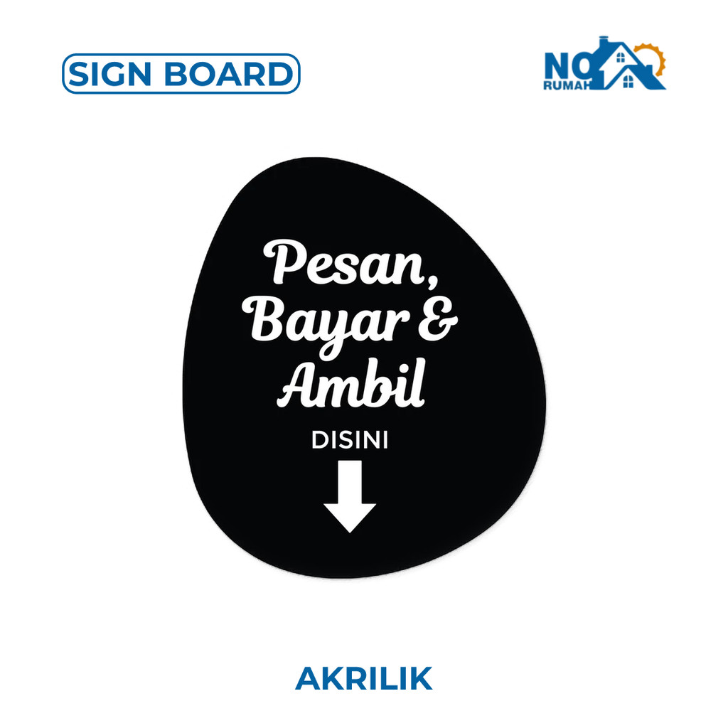Jual Pesan Bayar & Ambil Disini Latin Sign Board Akrilik Tempel Dinding ...