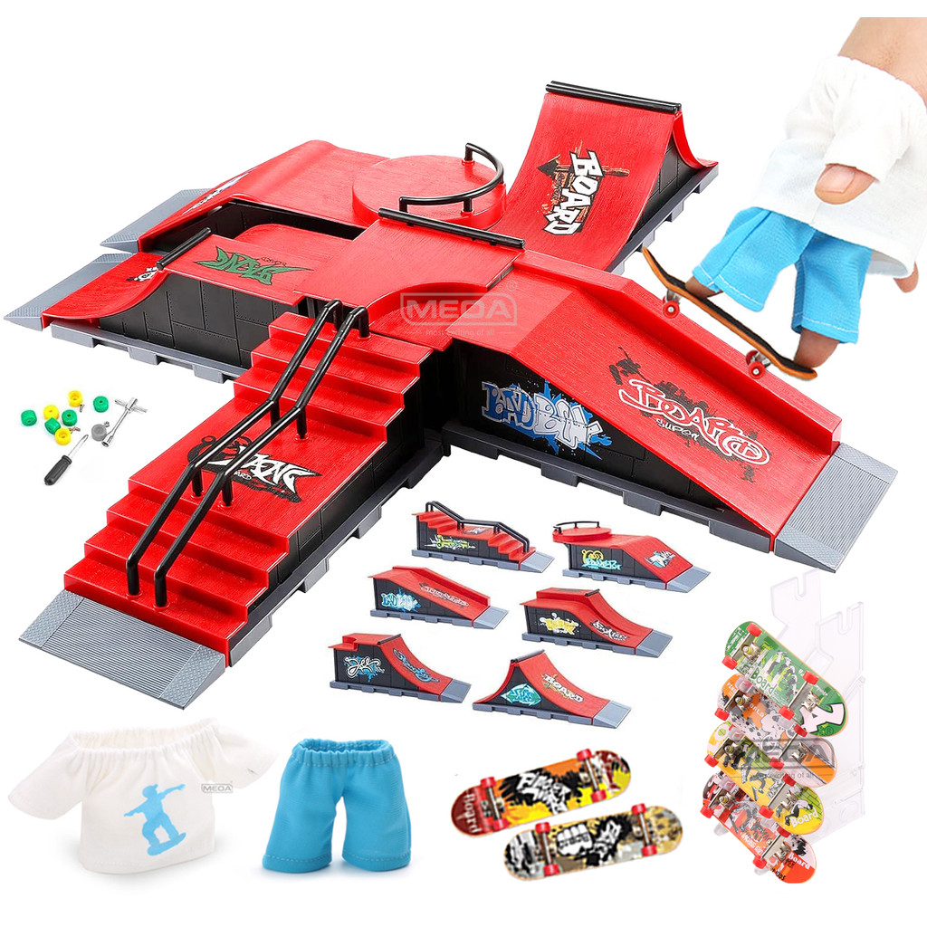 Jual DIY Finger Skatepark 6-in-1 Set Professional Tech Practice Deck Platform Stunt Finger ...