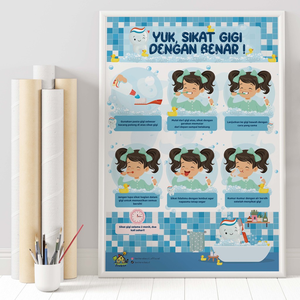 Jual Poster Edukasi CARA MENYIKAT GIGI DENGAN BENAR Gaya Hidup Sehat ...